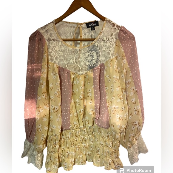Gigio | Tops | Nwt Gigio Patchwork Look Boho Bohemian Floral Cottage ...